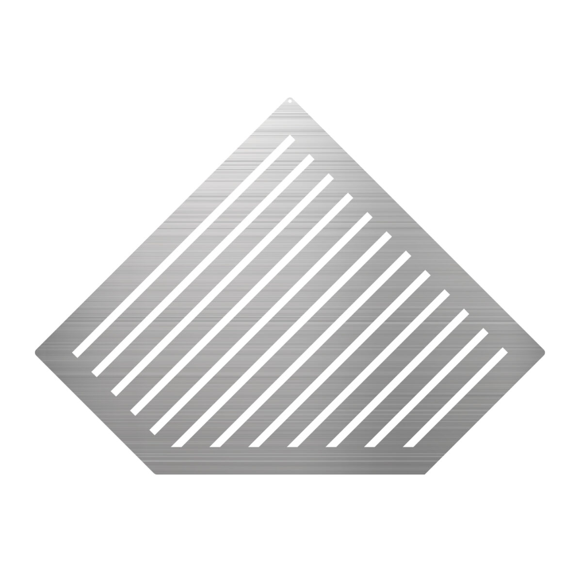 Corner shelf, brushed stainless steel, retrofittable, pentagonal ...
